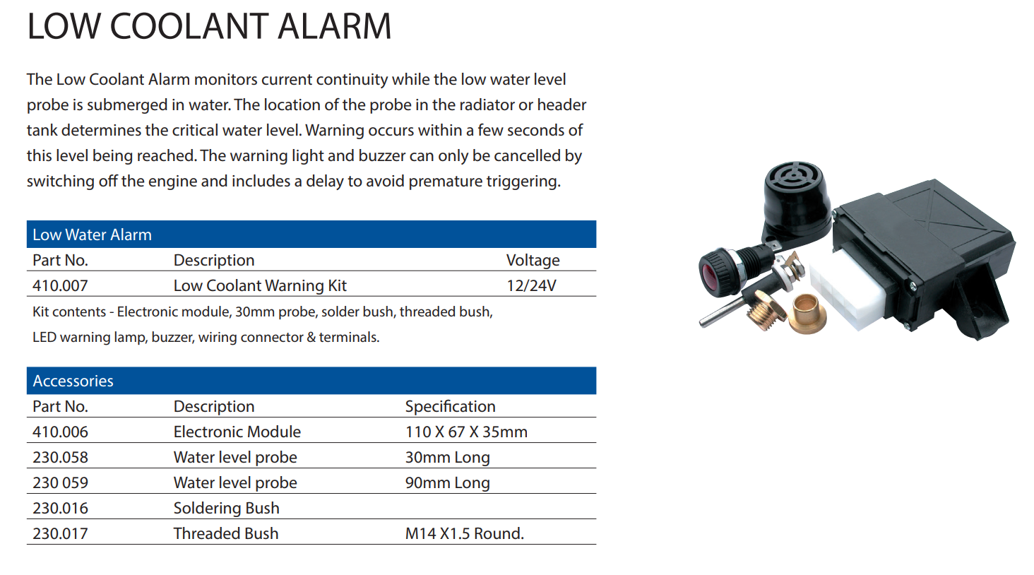 Electronic Interfaces Low Coolant Alarm