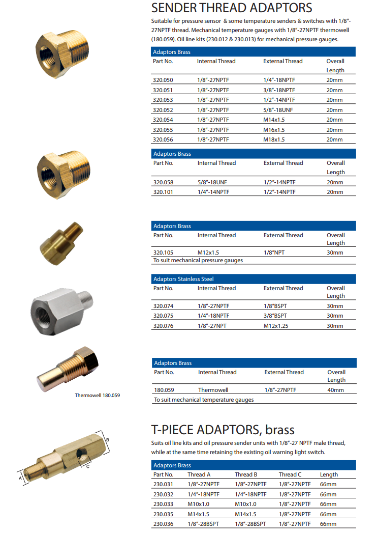 Senders & Switches Sender Thread Adaptors